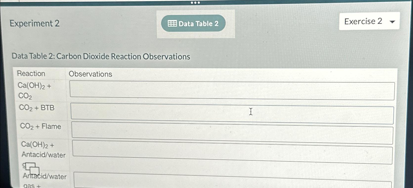 Solved Experiment 2data Table 2 Carbon Dioxide Reaction 