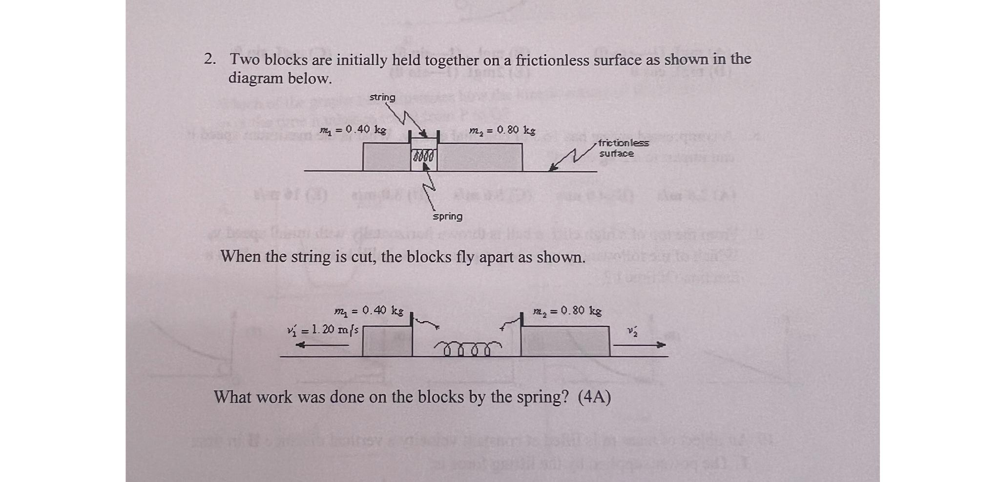 Solved Two blocks are initially held together on a | Chegg.com
