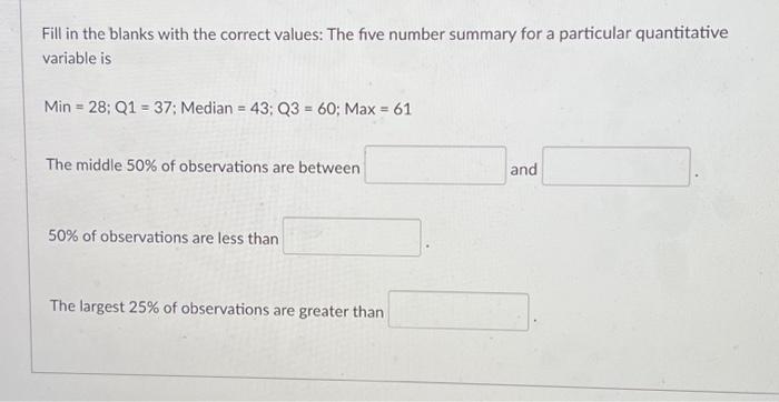 Solved Fill in the blanks with the correct values: The five | Chegg.com