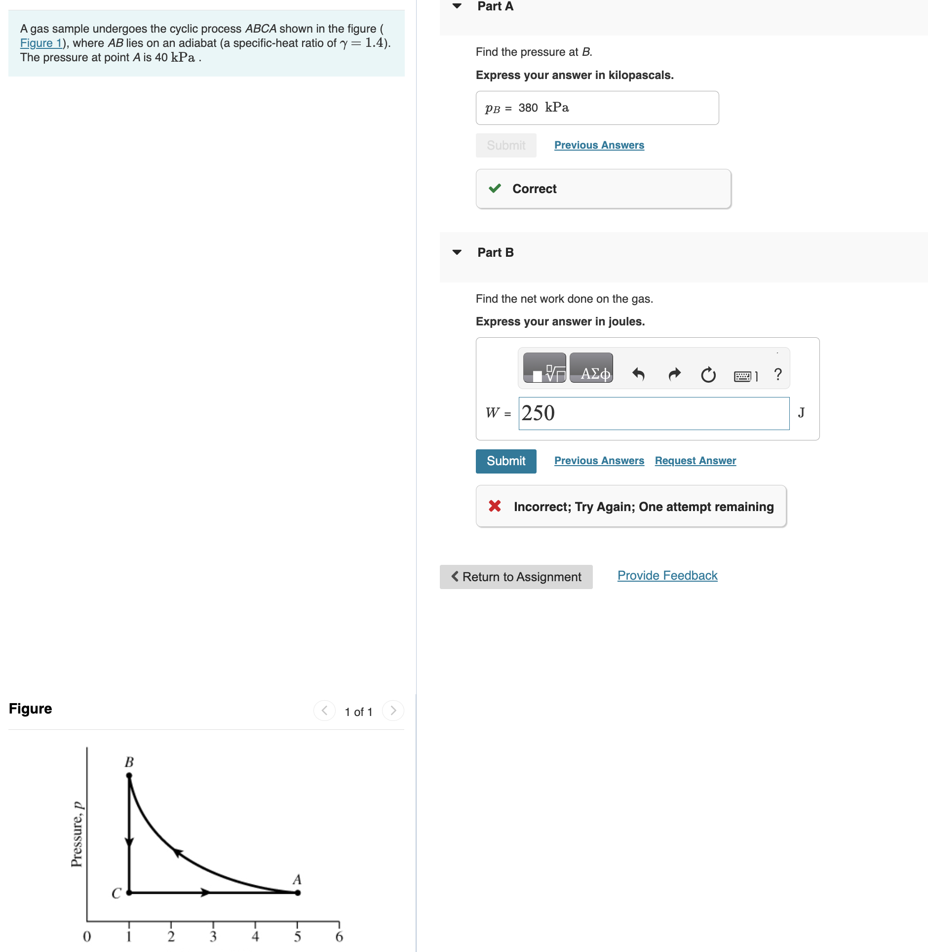 A gas sample undergoes the cyclic process ABCA shown | Chegg.com