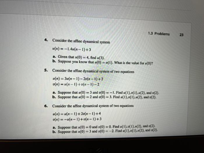 Solved 1. Consider the affine dynamical system | Chegg.com