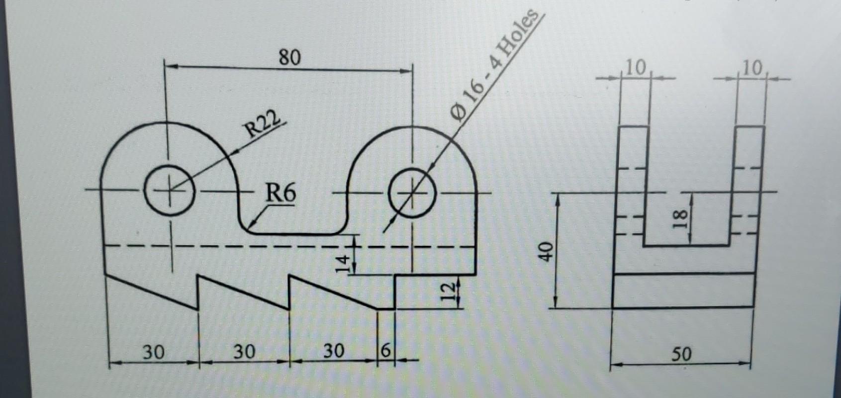 Solved front and left sife views of the object are given. | Chegg.com