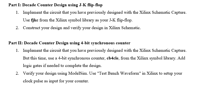 Part I: Decade Counter Design using J-K | Chegg.com