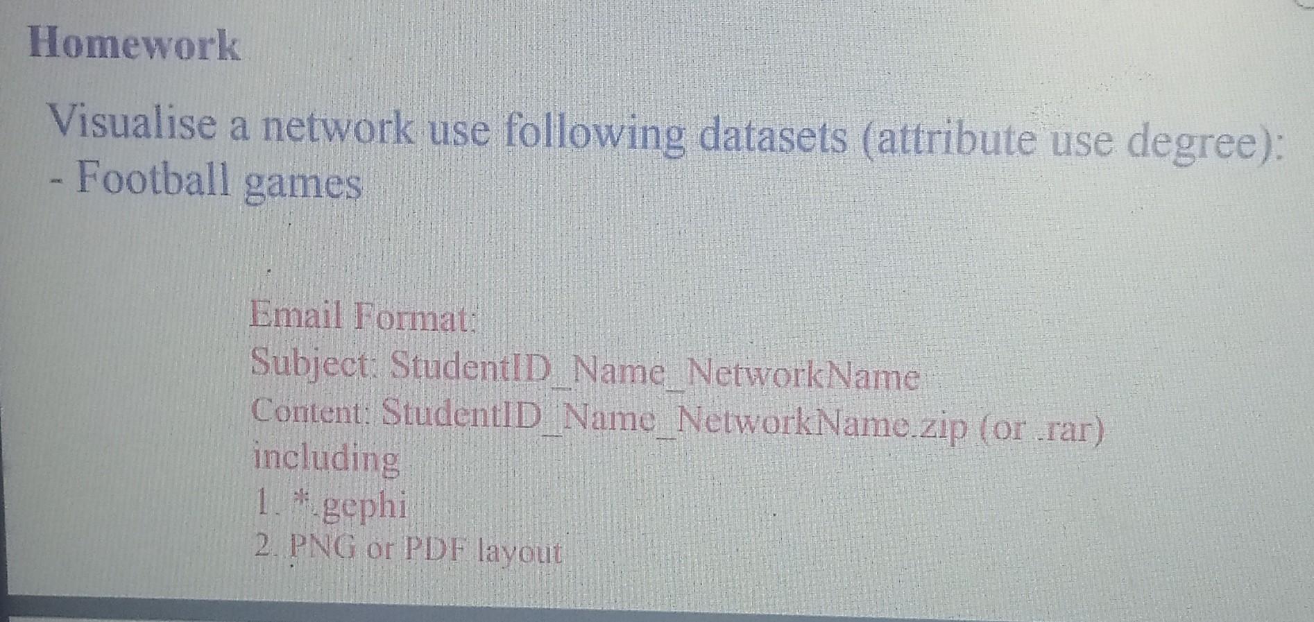 Solved Homework Visualise A Network Use Following Datasets