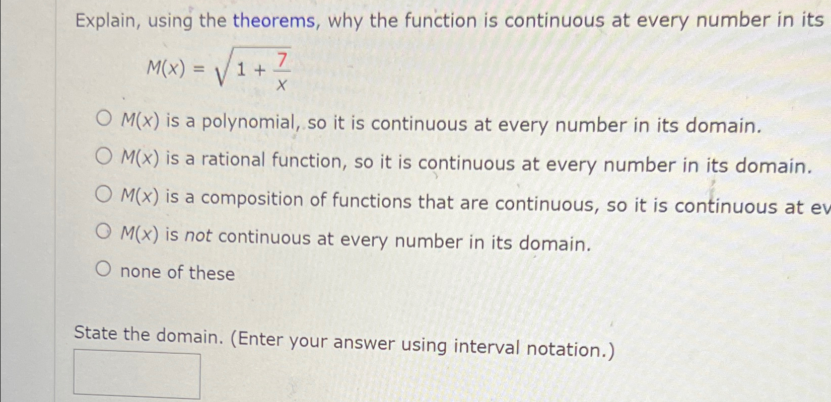 Solved Explain, using the theorems, why the function is | Chegg.com