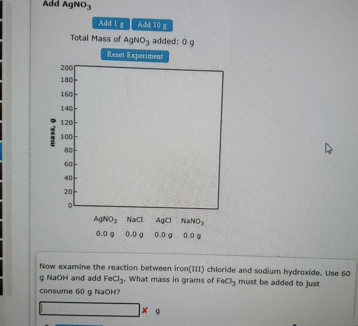 Solved Total Mass of AgNO3 added: 0 g Now examine the | Chegg.com