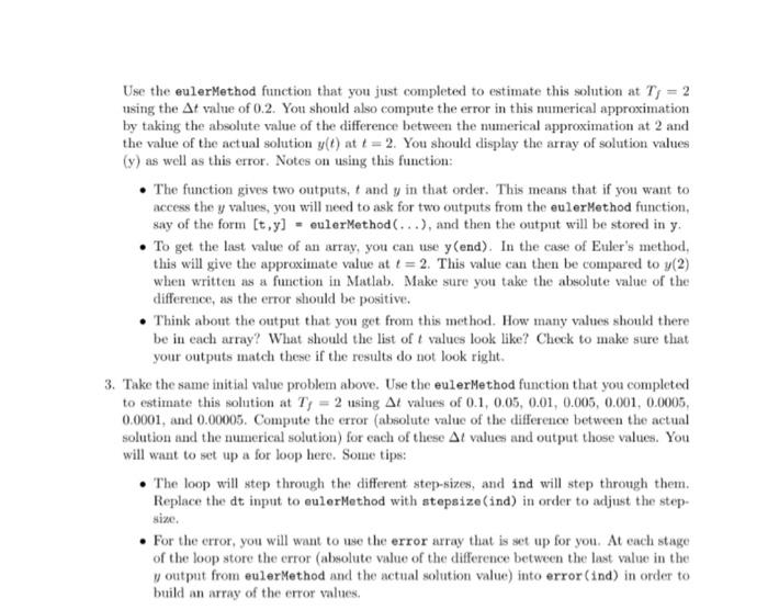 Solved 1. Euler's Method is a method for approximating | Chegg.com