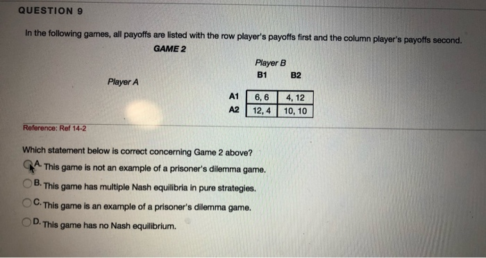 Solved QUESTION 9 In the following games, all payoffs are | Chegg.com