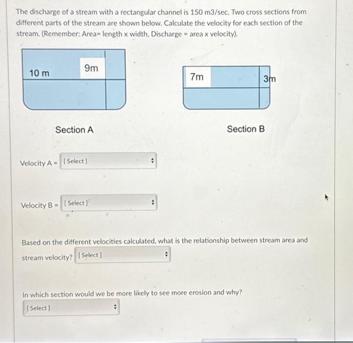 Solved The discharge of a stream with a rectangular channel | Chegg.com
