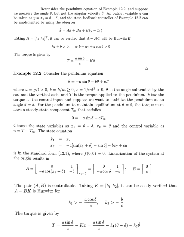 Solved Reconsider the pendulum equation of Example 12.2, | Chegg.com