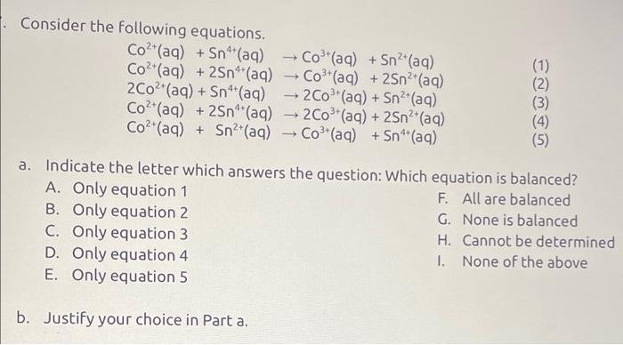 Solved Consider the following equations. | Chegg.com