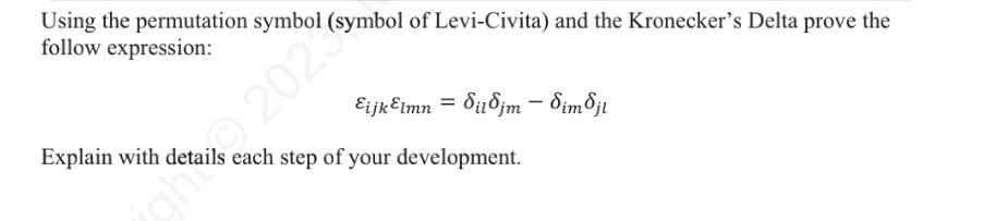 Solved Using the permutation symbol (symbol of Levi-Civita) | Chegg.com