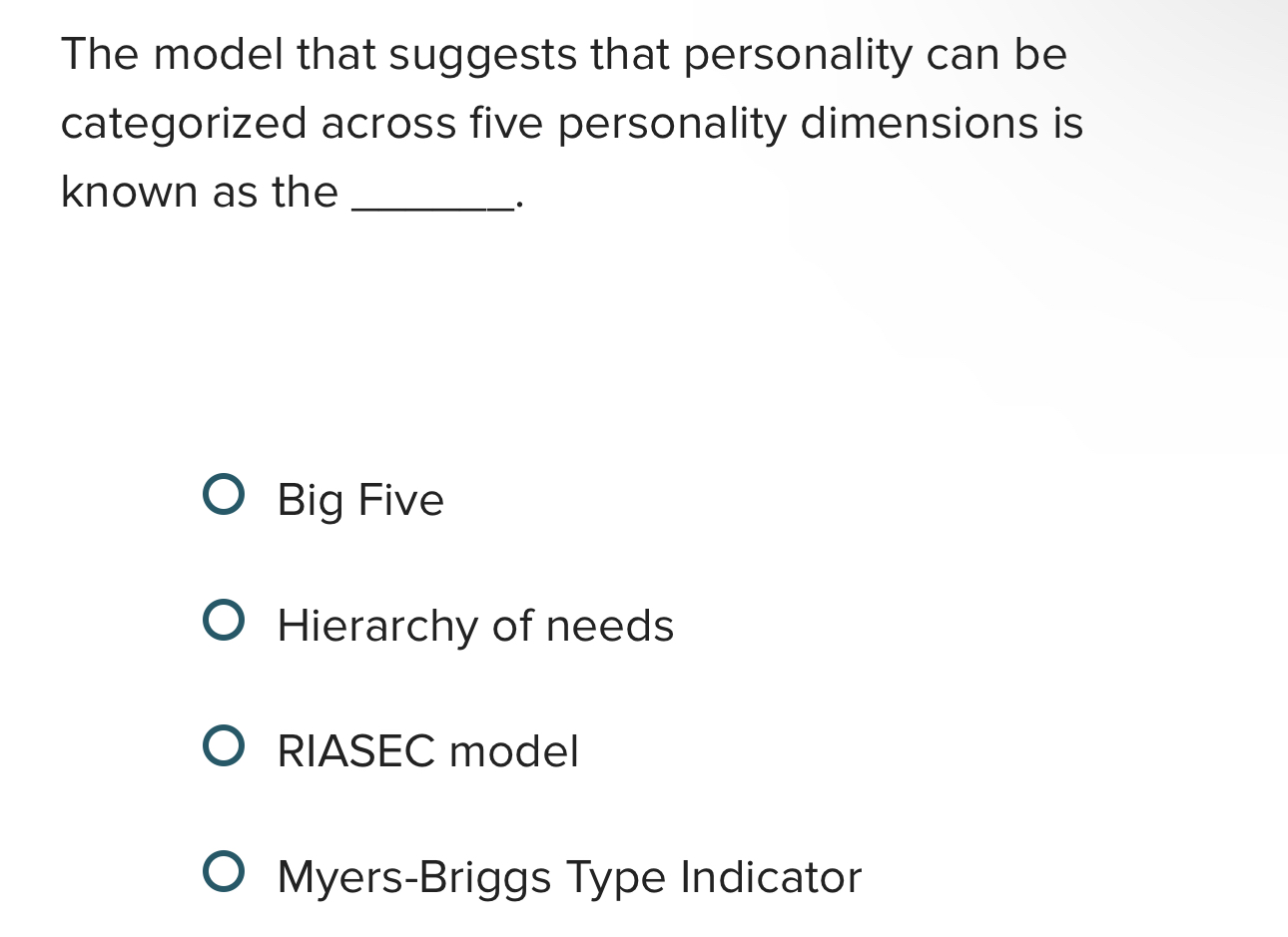 Solved The model that suggests that personality can be | Chegg.com