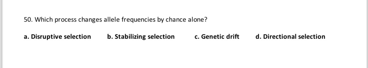 Solved Which process changes allele frequencies by chance | Chegg.com