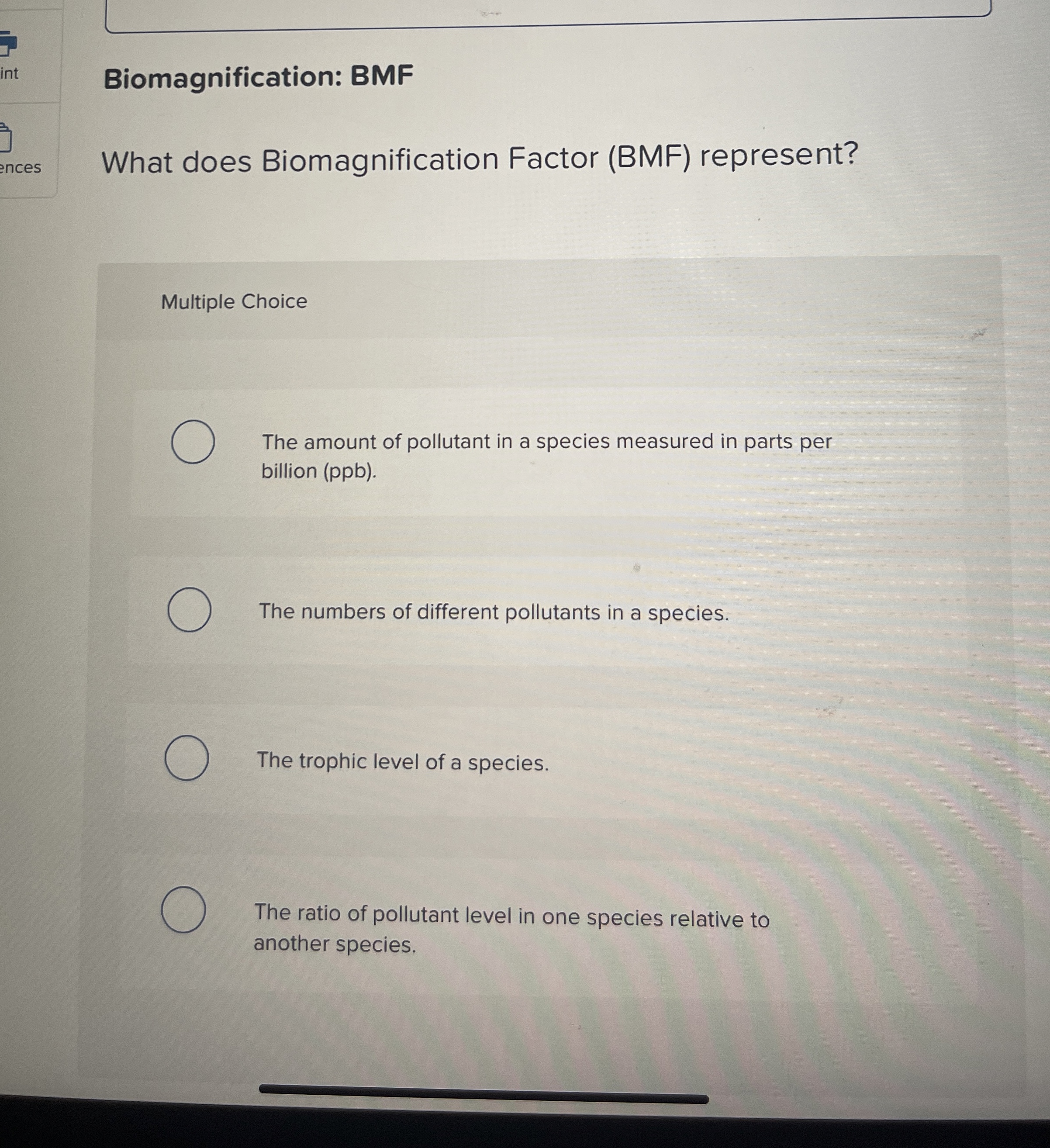 Solved Biomagnification: BMFWhat does Biomagnification | Chegg.com