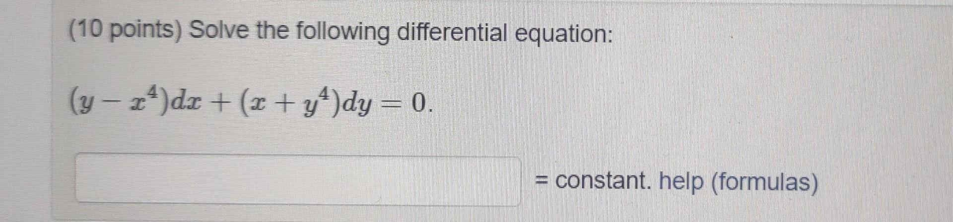 Solved (10 points) Solve the following differential | Chegg.com