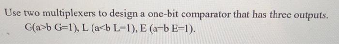 Solved Use two multiplexers to design a one-bit comparator | Chegg.com