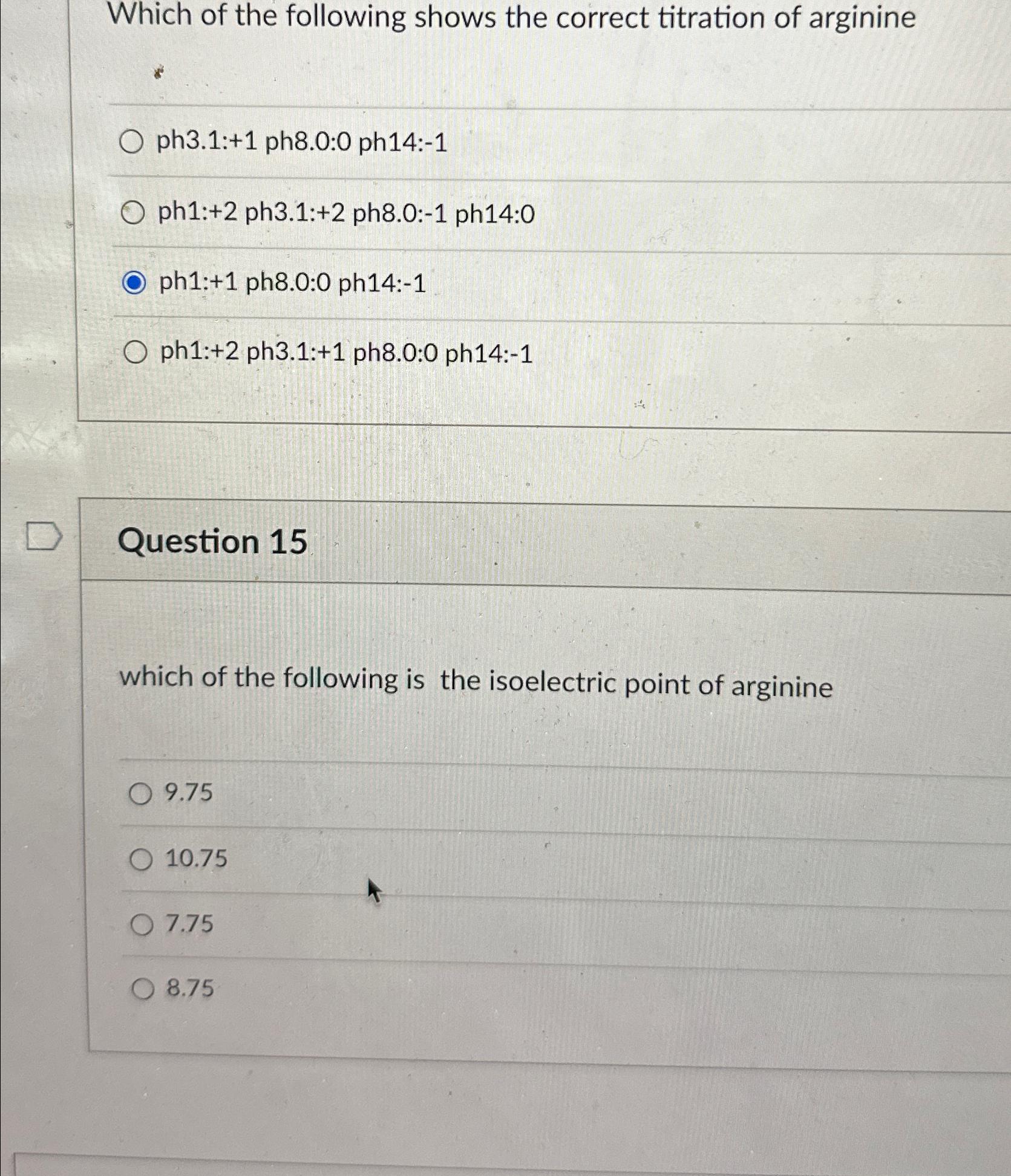Solved Which of the following shows the correct titration of | Chegg.com