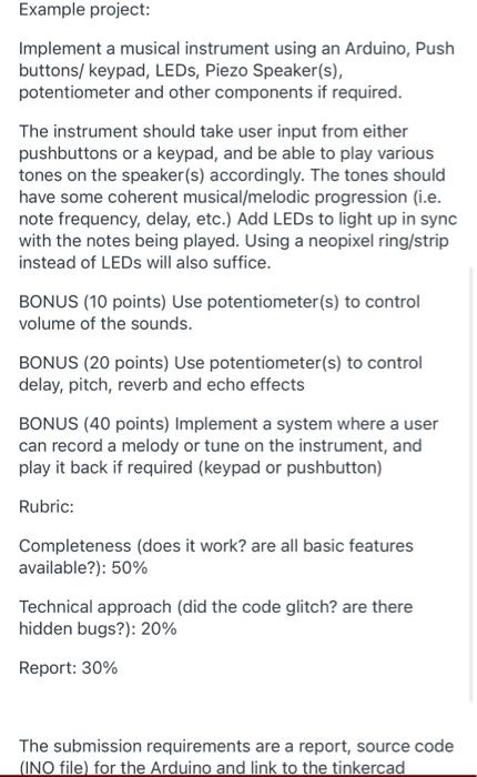 Solved Example project: Implement a musical instrument using | Chegg.com