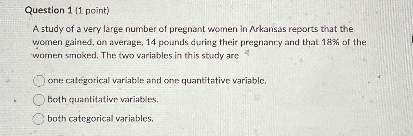 Solved Question 1 (1 point)\\nA study of a very large number | Chegg.com