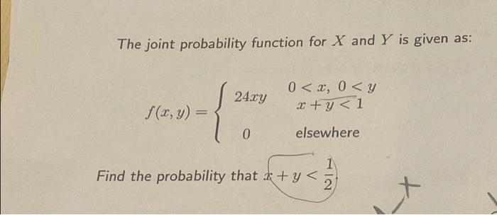 Solved The joint probability function for X and Y is given | Chegg.com