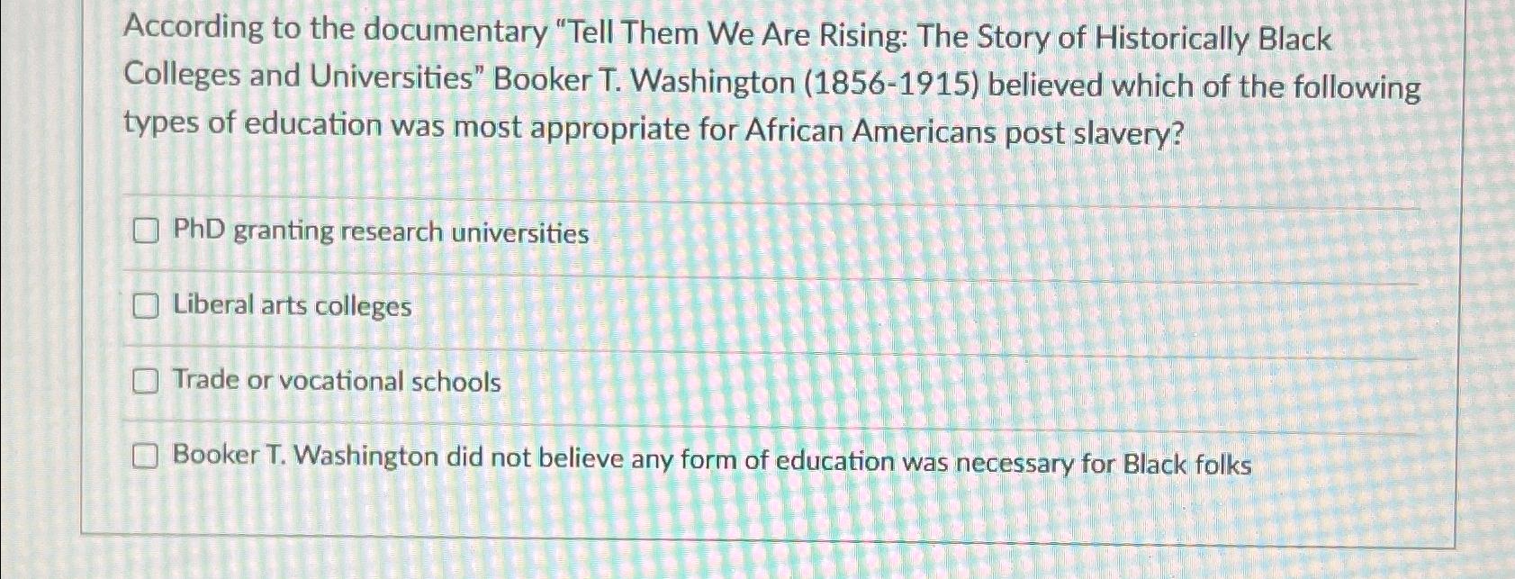 Solved According to the documentary "Tell Them We Are | Chegg.com