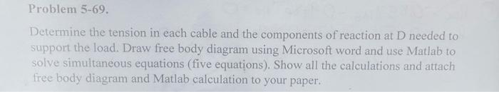 Solved Problem 5-69. Determine the tension in each cable and | Chegg.com
