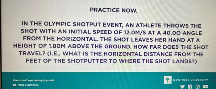 Solved PRACTICE NOW. IN THE OLYMPIC SHOTPUT EVENT, AN | Chegg.com