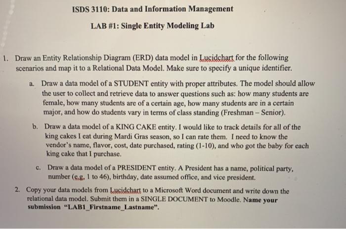 Solved ISDS 3110: Data and Information Management LAB #1: | Chegg.com