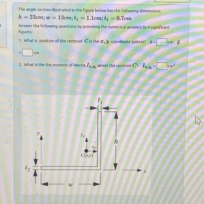 Solved The angle section illustrated in the figure below has | Chegg.com