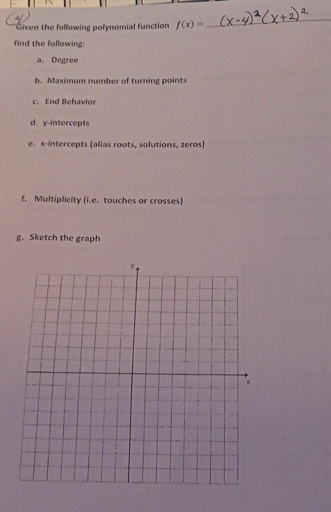 Solved Given the following polynomial function | Chegg.com