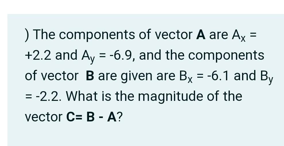 Solved ) The components of vector A are Ax = +2.2 and Ay = | Chegg.com