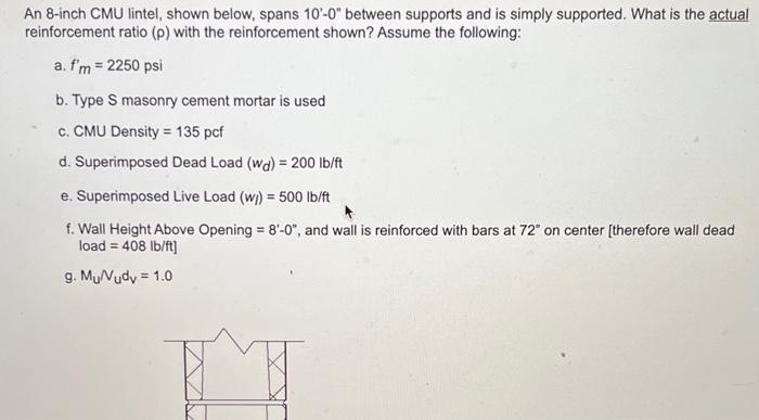Solved An 8-inch CMU lintel, shown below, spans 10′−0′′ | Chegg.com