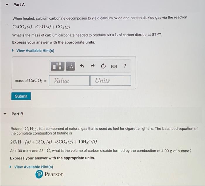 Solved Part A Calculate the total volume of gas produced at | Chegg.com