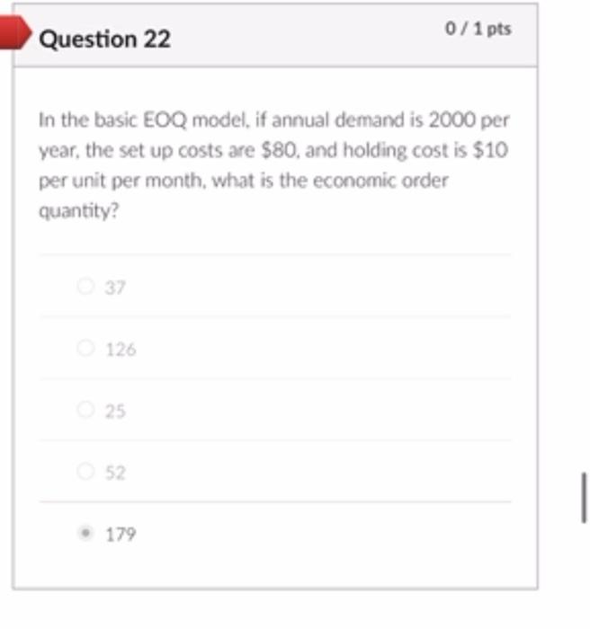 Solved In the basic EOQ model, if annual demand is 2000 per | Chegg.com