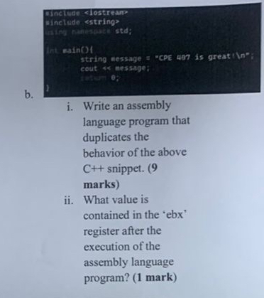 Solved a.\\ni. Write an assembly language program that | Chegg.com