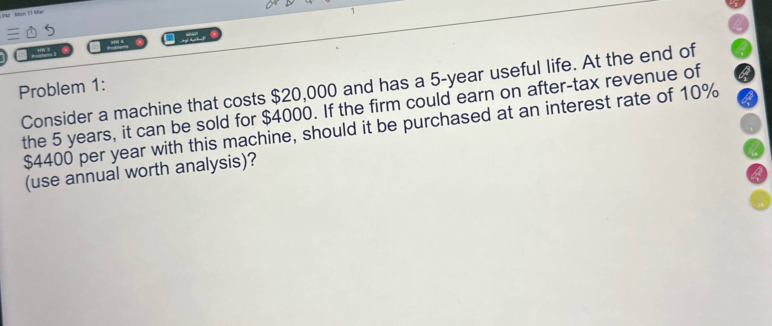 Solved Problem 1:Consider a machine that costs $20,000 ﻿and | Chegg.com