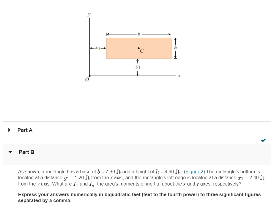 Solved As ﻿shown, a rectangle has a base of b=7.60ft ﻿and a | Chegg.com