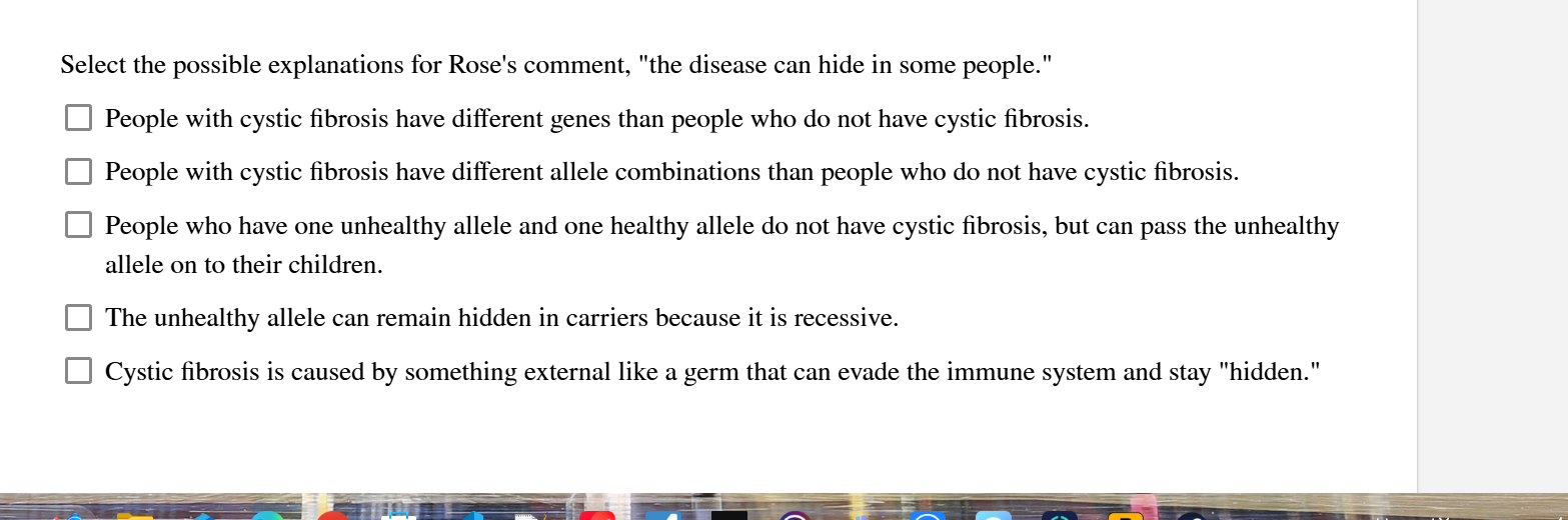 Solved Select the possible explanations for Rose's comment, | Chegg.com