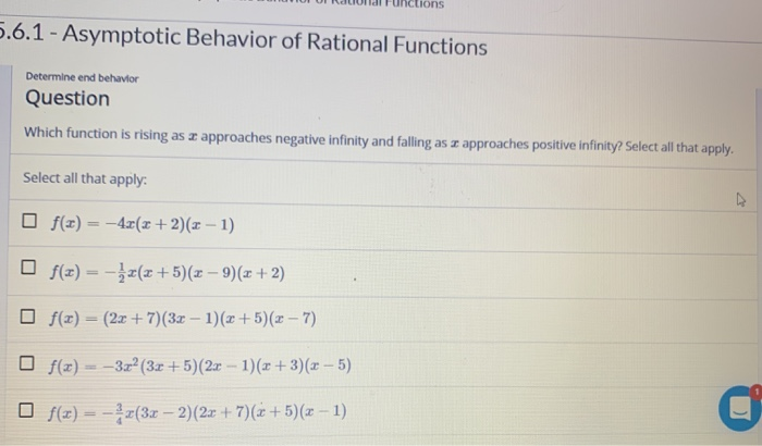 Solved Functions .6.1 - Asymptotic Behavior of Rational | Chegg.com
