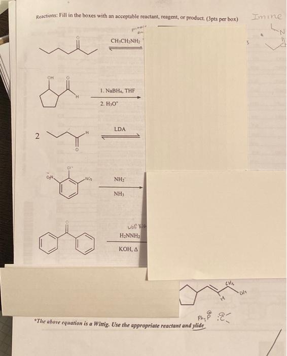 Solved Reactions: Fill in the boxes with an acceptable | Chegg.com