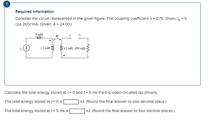 Solved Required InformationConsider the circuit represented | Chegg.com