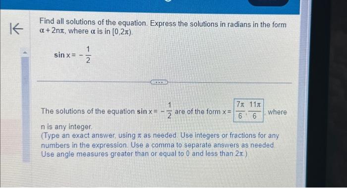 Solved Find all solutions of the equation. Express the | Chegg.com