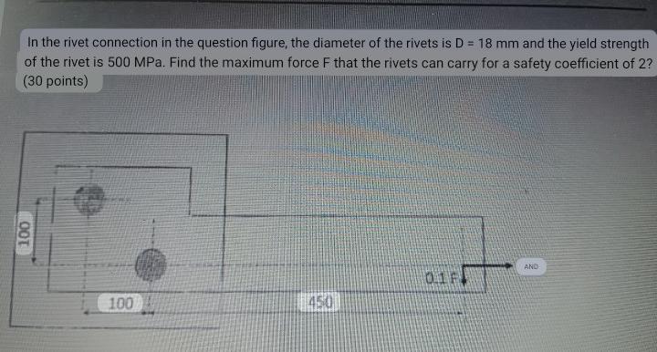 Solved In the rivet connection in the question figure, the | Chegg.com