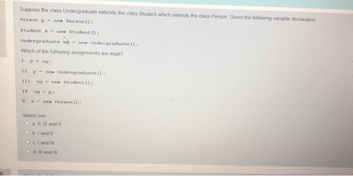 Solved Suppose The Class Undergraduate Extends The Class 