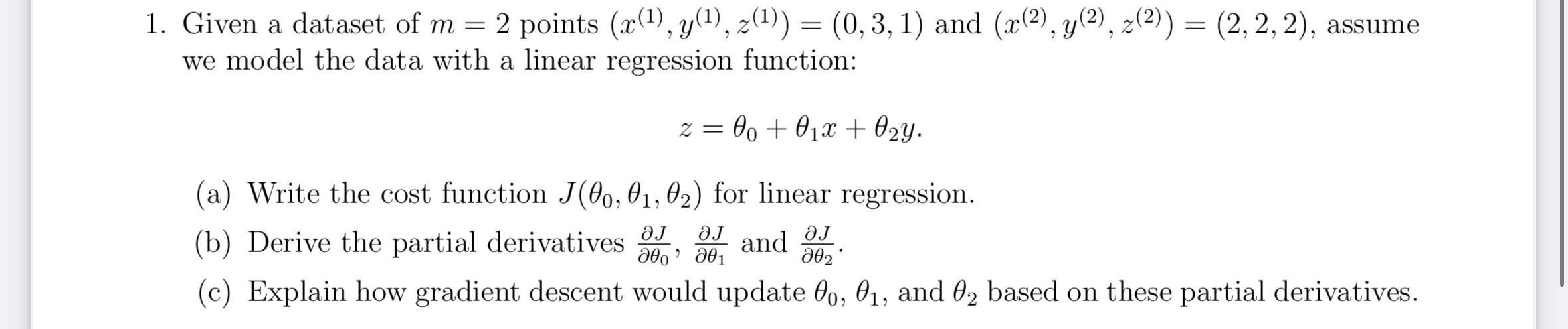 Solved Given a dataset of m=2 ﻿points | Chegg.com