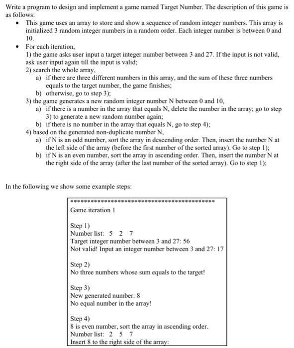 Solved Write a program to design and implement a game named | Chegg.com