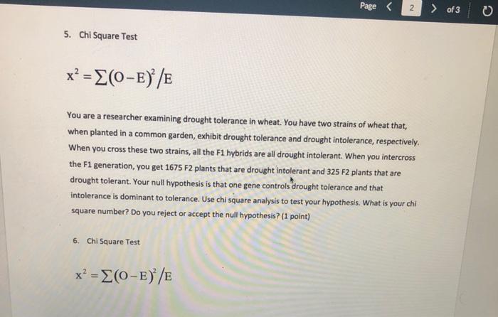 Solved 5. Chi Square Test x2=∑(O−E)2/E You are a researcher | Chegg.com