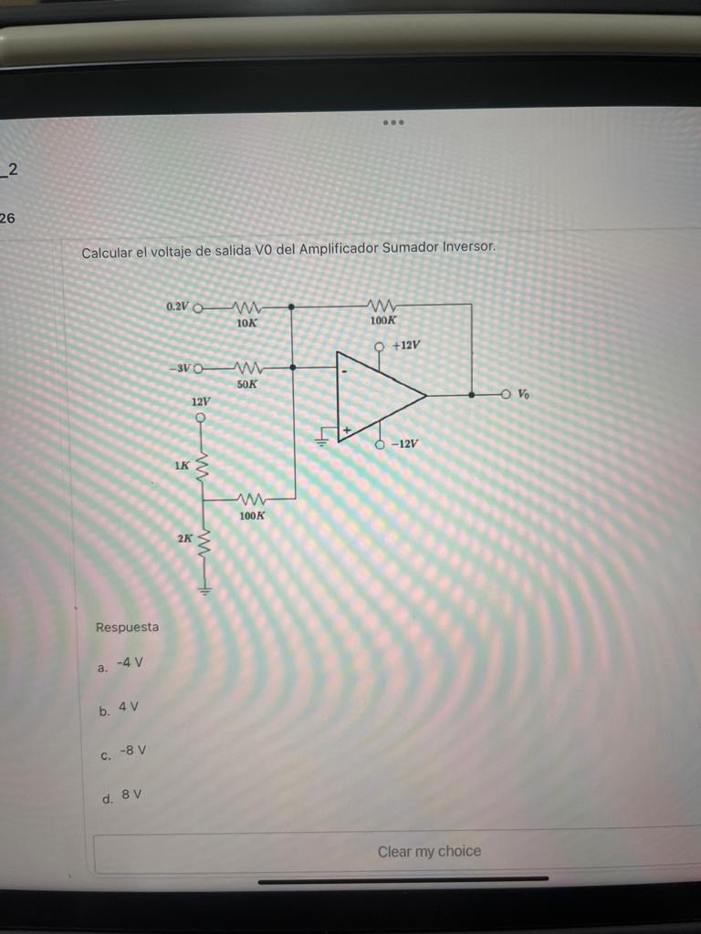 Solved -226Calcular el voltaje de salida VO del Amplificador | Chegg.com