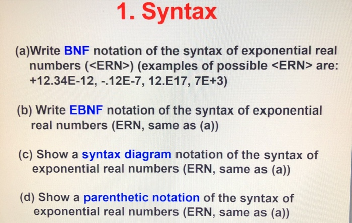 1 Syntax Awrite Bnf Notation Of The Syntax Of 